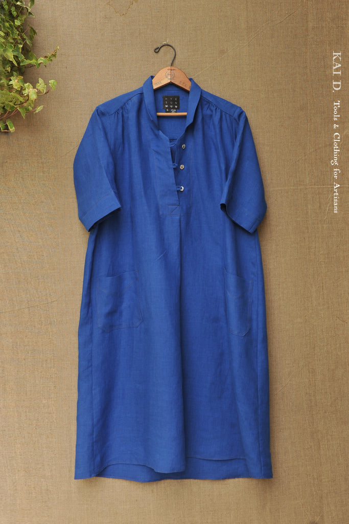 Kai D Utility — Irina Dress - Belgian Linen - Azure Blue - S, M