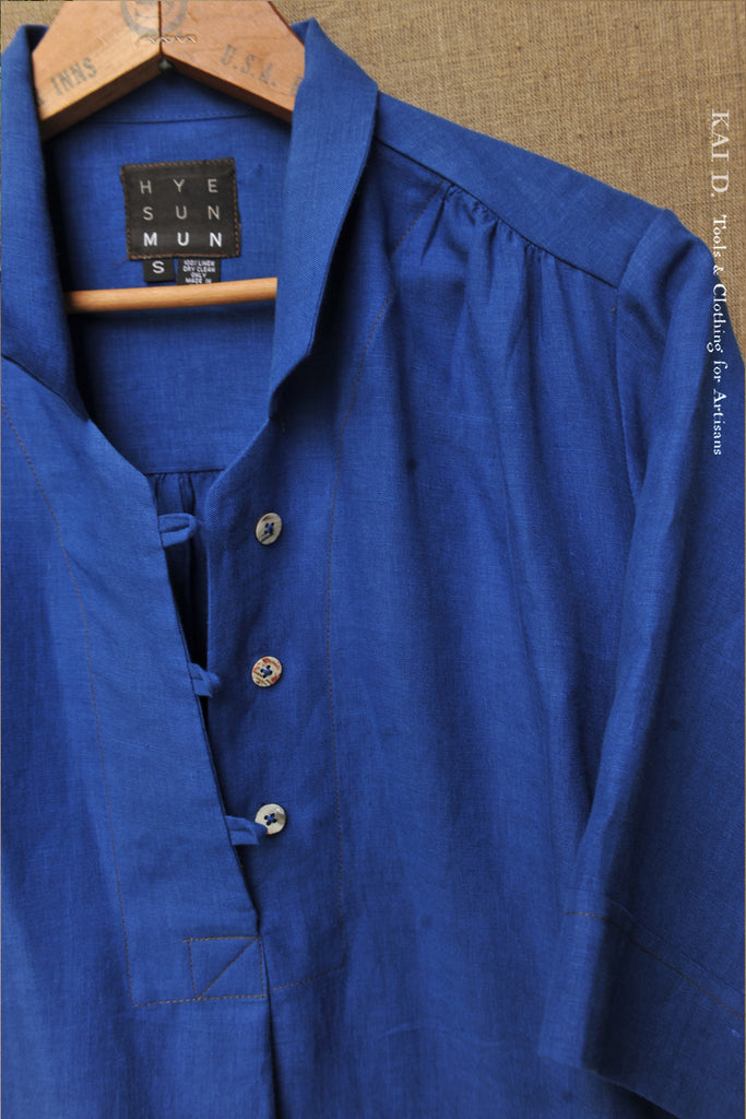 Kai D Utility — Irina Dress - Belgian Linen - Azure Blue - S, M